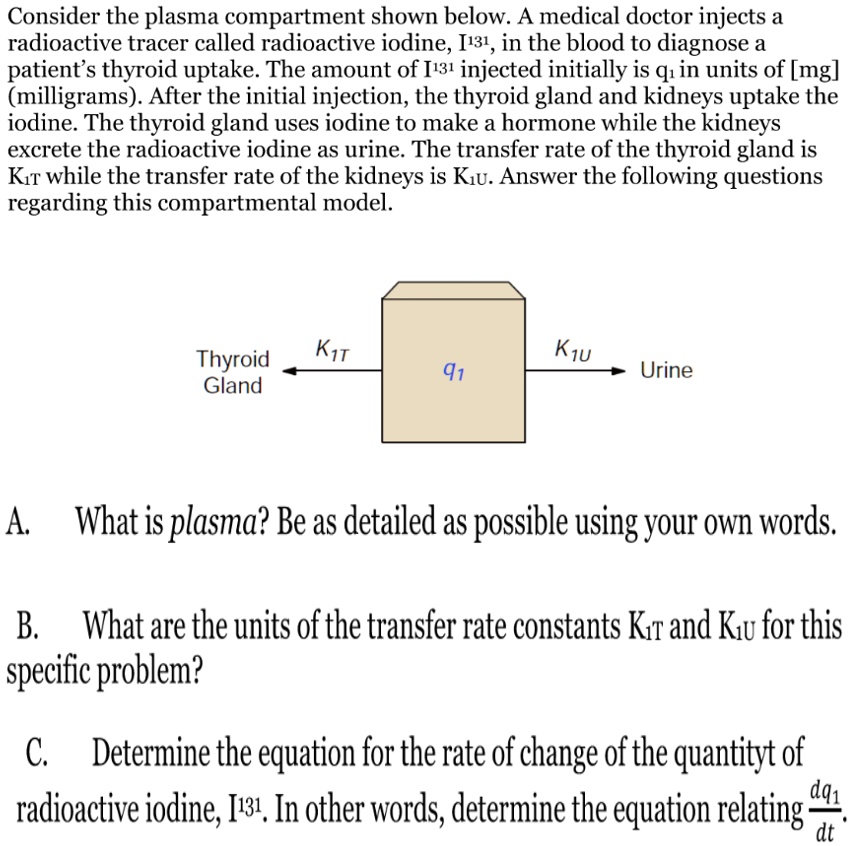 [GET ANSWER] consider the plasma compartment shown below a medical ...