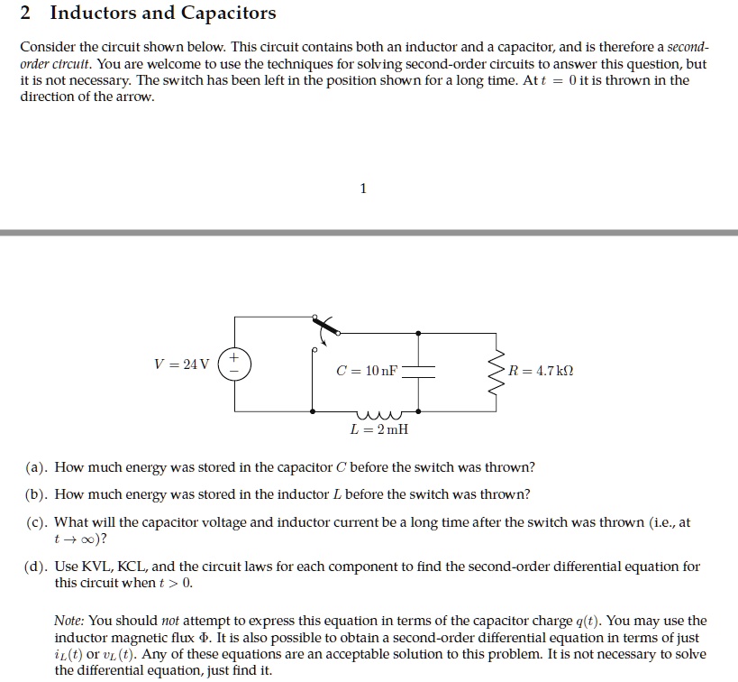 2 inductors and capacitors consider the circuit shown below this circuit contains both an ...