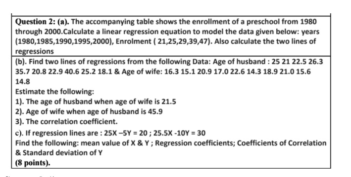 question 2 a the accompanying table shows the enrollment of a preschool from 1980 through ...