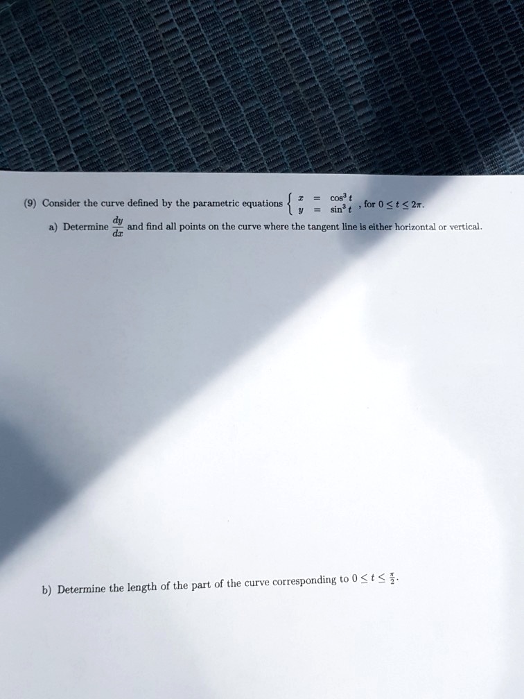 SOLVED: cos? sin? Consider the curve defined by the parametric equations for 0