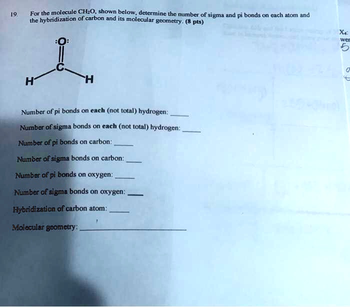 SOLVED: For the molecule CH2O shown below, determine the number of ...