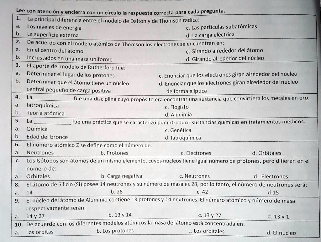 SOLVED: responde las preguntas Lee con atención Y encierra con un ...