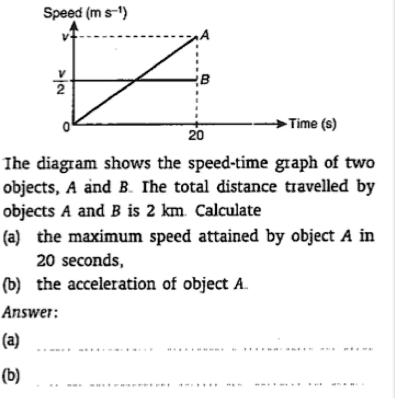 speed m 2 time s 20 the diagram shows the speed time graph of two ...