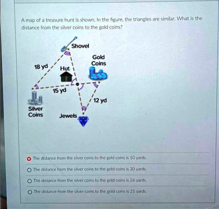 A map of a treasure hunt is shown. In the figure, the triangles are ...