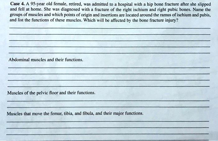 SOLVED: Case 4.A: A 95-year-old female, retired, was admitted to a ...