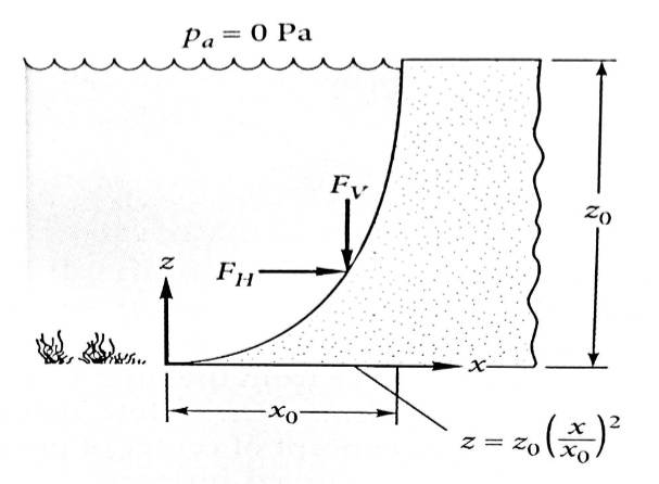 a dam is shaped like a parabola shown in the figure with x03m and z07m ...