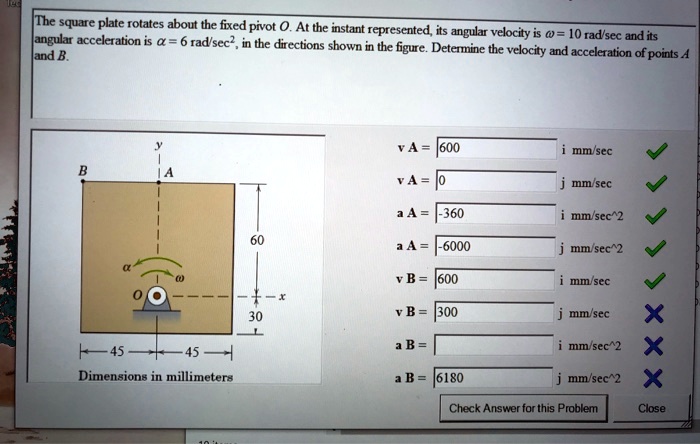Solved The Square Plate Rotates About The Fixed Pivot O At The 2046