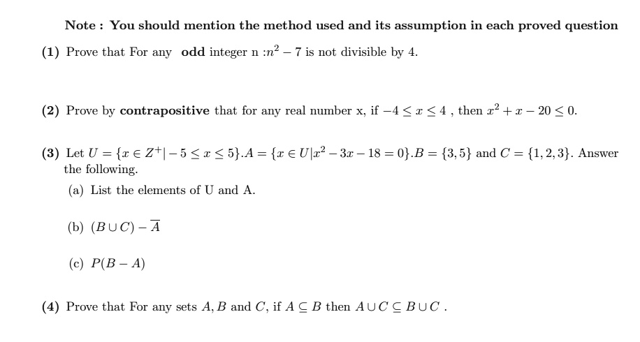 Note: You should mention the method used and its assumption in each ...