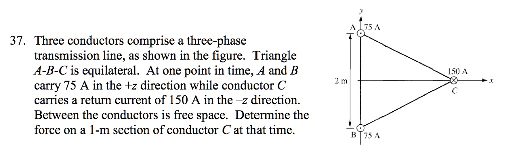 SOLVED: 37. Three conductors comprise a three-phase transmission line ...