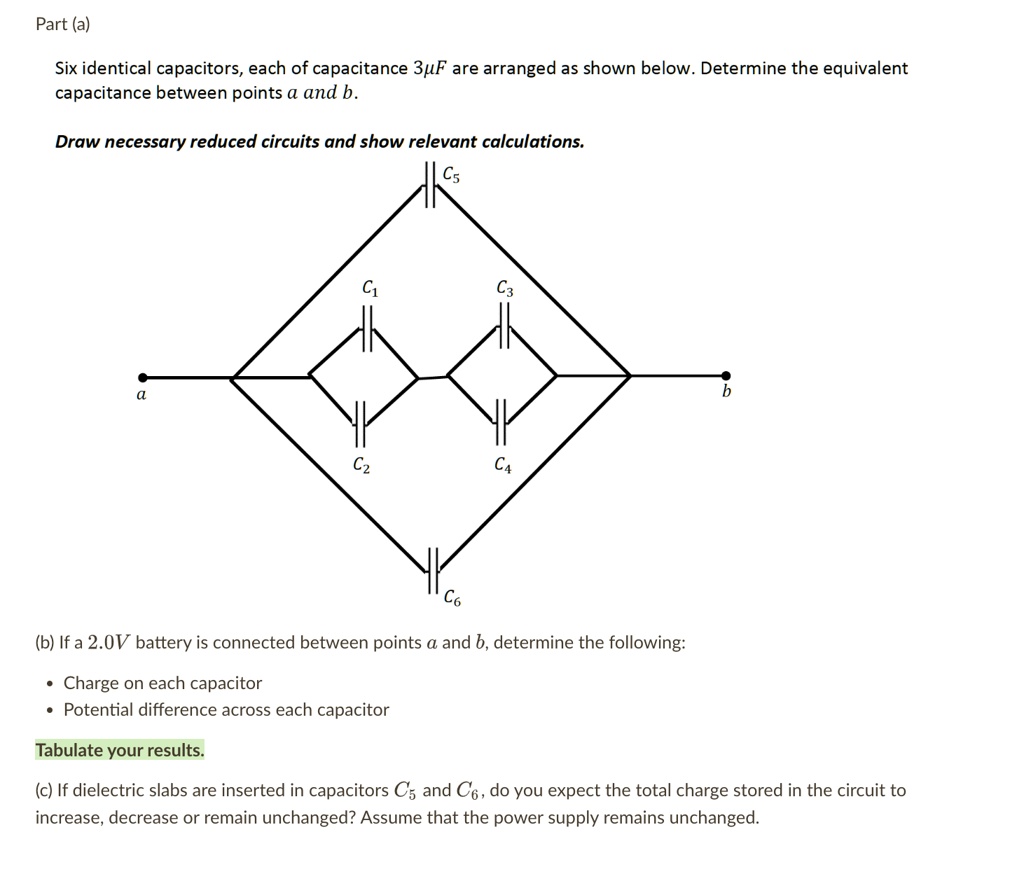 part a six identical capacitors each of capacitance 3f are arranged as ...