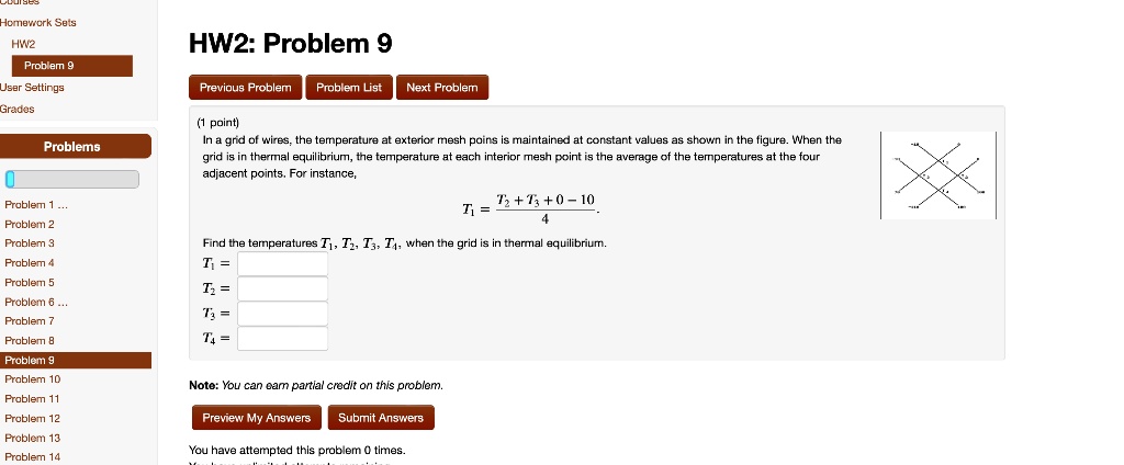 Homework Sets HW2 Problem 9 User Settings Grades Problems Problem 1 Problem 2 Problem 3 Problem ...