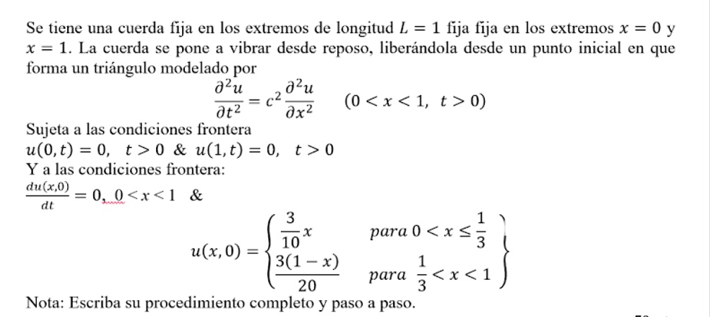 se tiene una cuerda fija en los extremos de longitud l 1 fija fija en ...