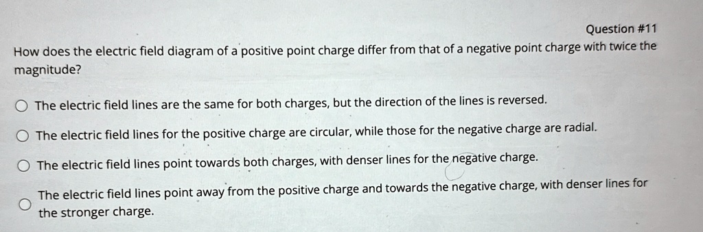 question 11 how does the electric field diagram of a positive point ...