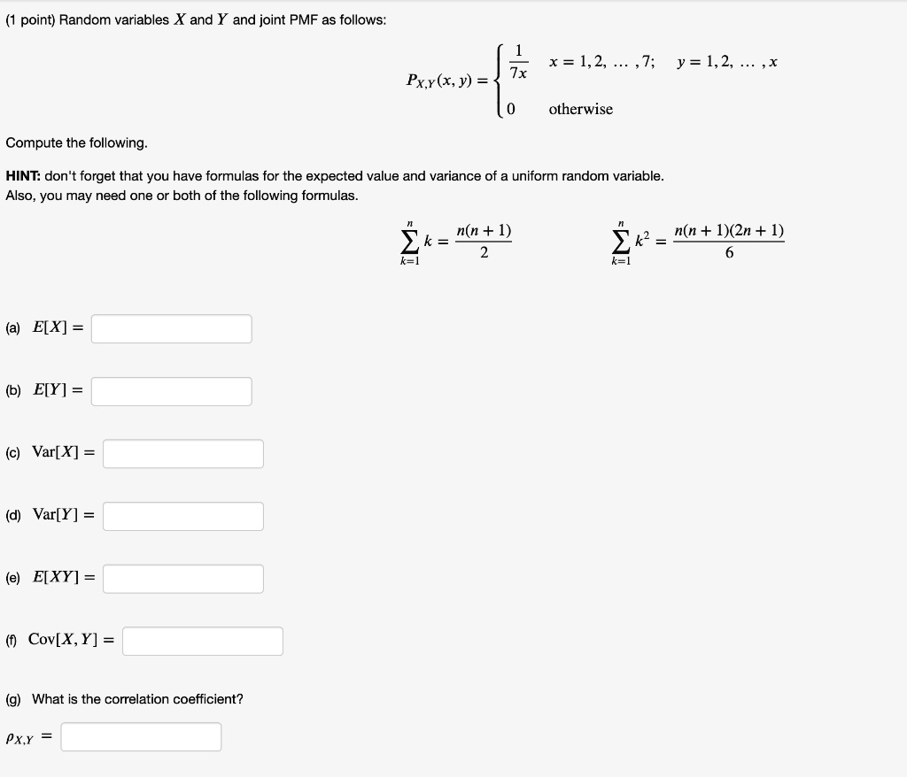 Solved Random Variables X And Y Have A Joint Pmf As Follows X 1 2