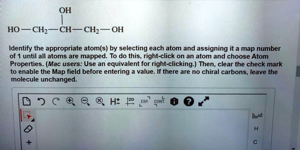 oh oh ch2 ch chz oh identify the appropriate atoms by selecting each ...