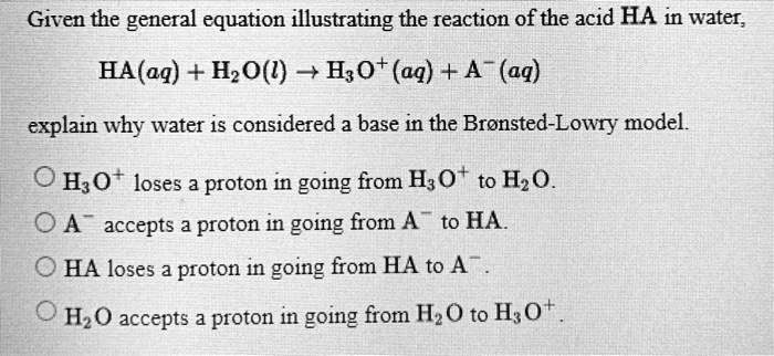SOLVED: Given the general equation illustrating the reaction of the ...