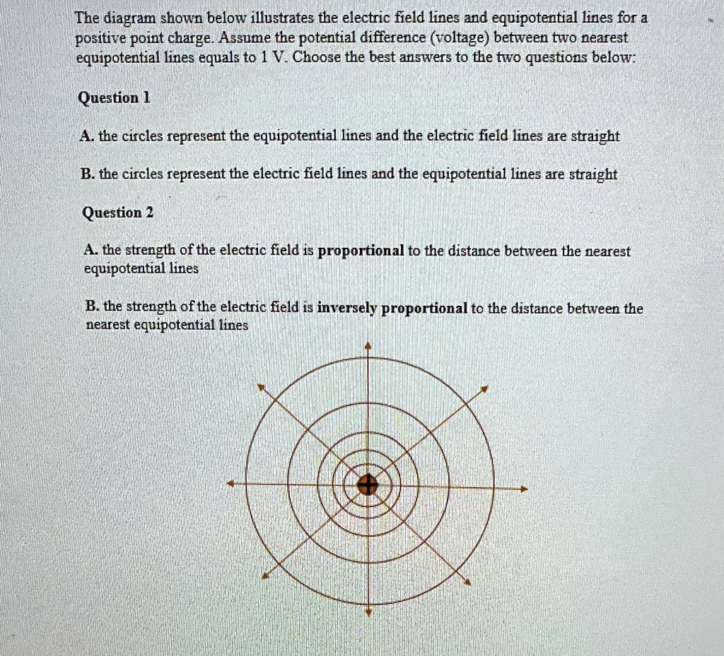 The diagram shown below illustrates the electric field lines and ...