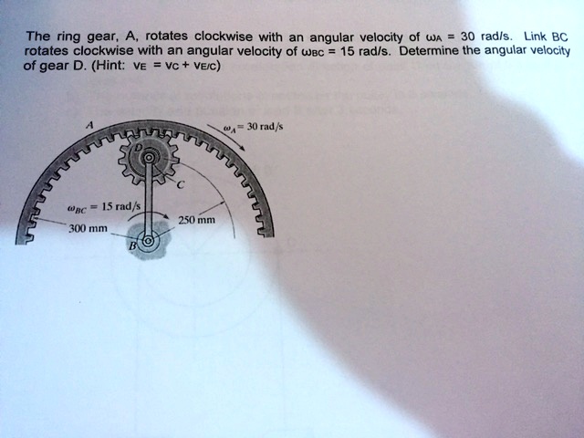 Solved The Ring Gear A Rotates Clockwise With An Angular Velocity Of Ï‰a 30 Rad S Link Bc