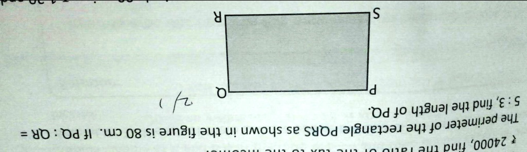 SOLVED: The perimeter of the rectangle PQRS as shown in the figure is 20 cm, find the length of PQ.