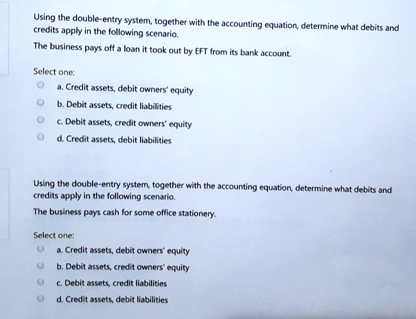 Using the double-entry system, together with the accounting equation ...