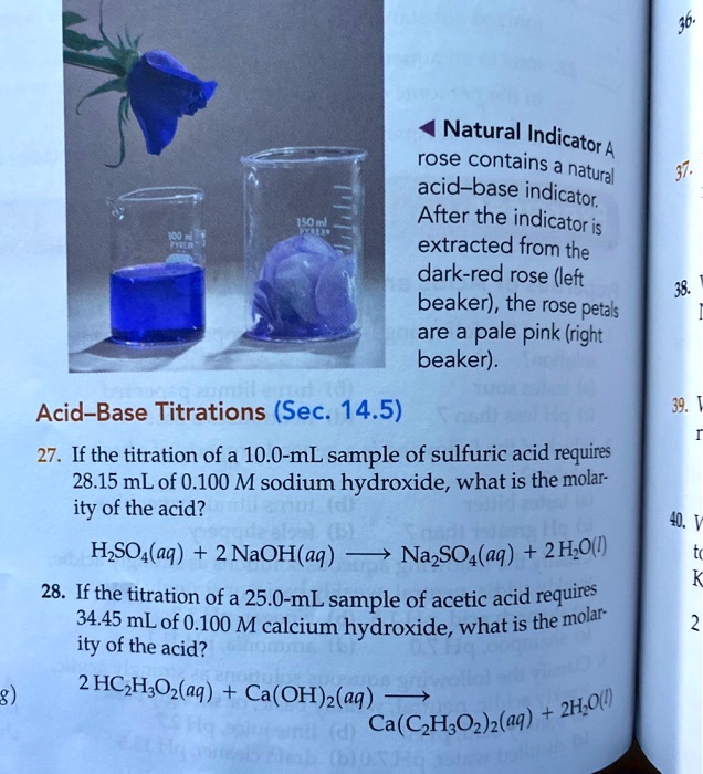 SOLVED:Natural Indicator / rose contains a natural acid-base indicator ...