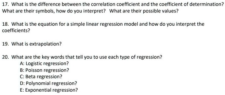 SOLVED: 17. What is the difference between the correlation coefficient ...