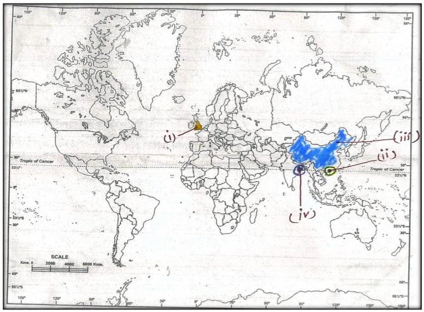 SOLVED: On the given political map of the world, please identify the ...