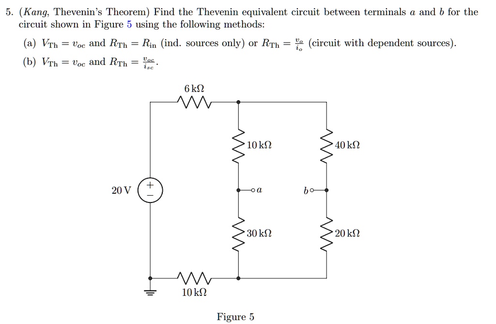 5. (Kang, Thevenin's Theorem) Find the Thevenin equivalent circuit ...