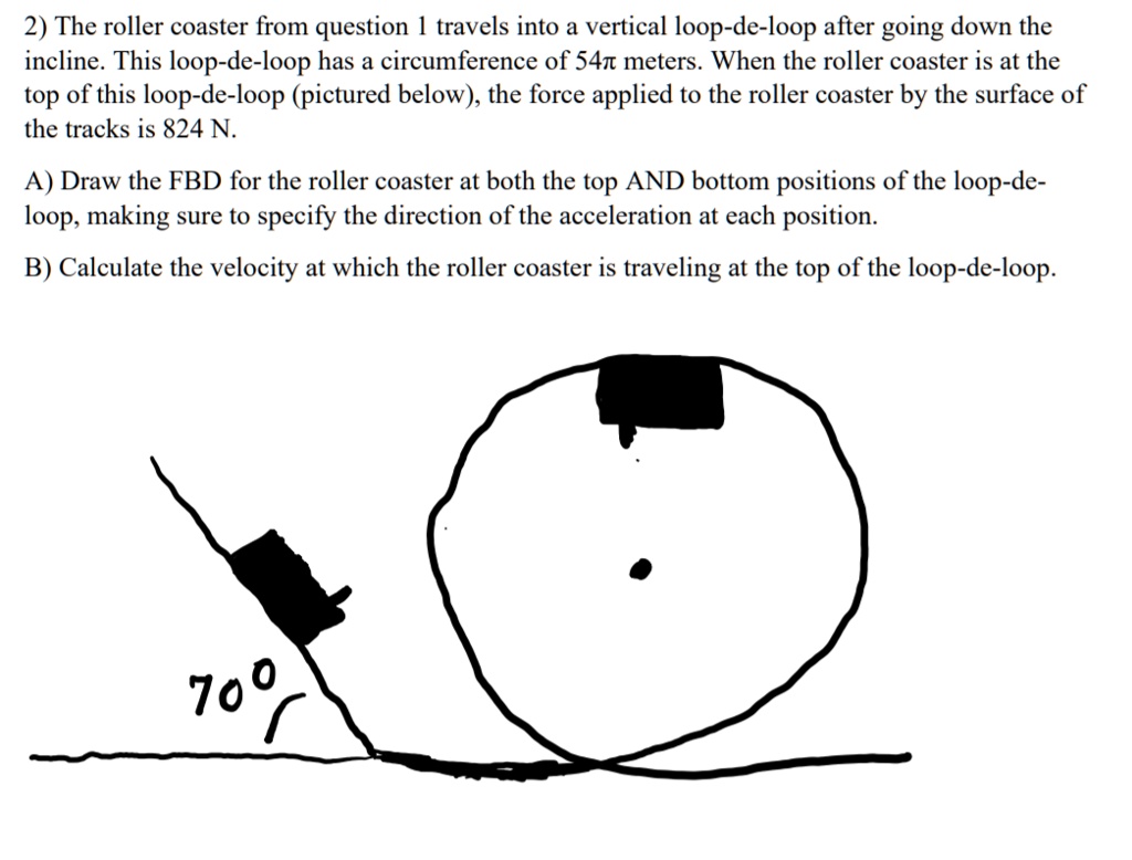 SOLVED:2) The roller coaster from question travels into a vertical loop ...