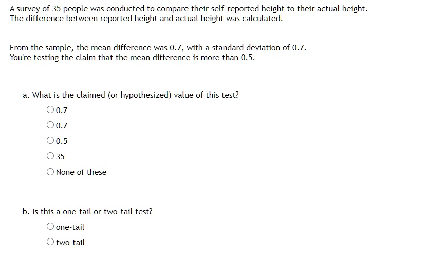 SOLVED:A survey of 35 people was conducted to compare their self ...