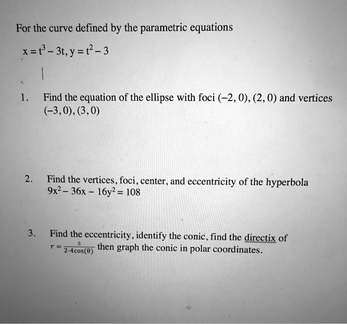 SOLVED: For the curve defined by the parametric equations x = t^3, y = t^3: Find the equation of ...