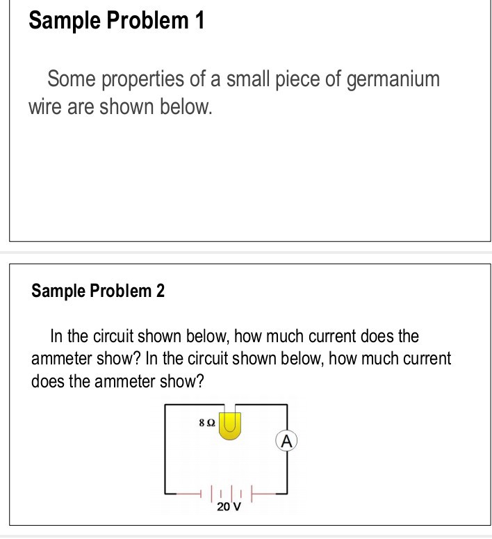 sample problem 1 some properties of a small piece of germanium wire are ...