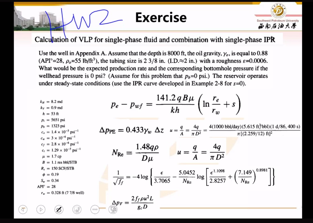 exercise southwest petrole calculation of vlp for single phase fluid ...