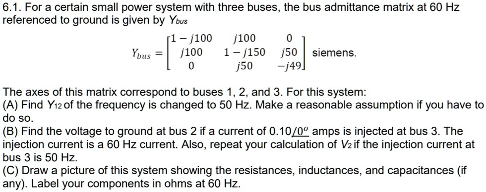 SOLVED: For a certain small power system with three buses, the bus ...