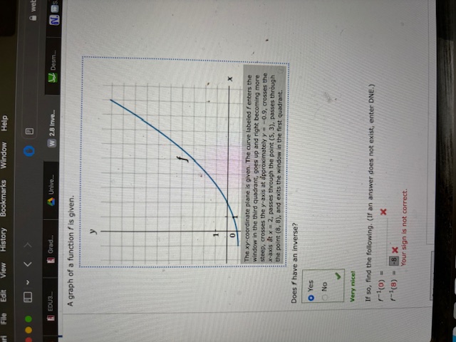 A graph of a function f is given. The x y-coordinate plane is given ...