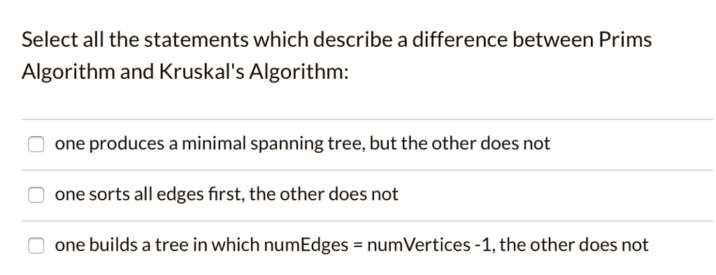 SOLVED: Select all the statements which describe a difference between ...