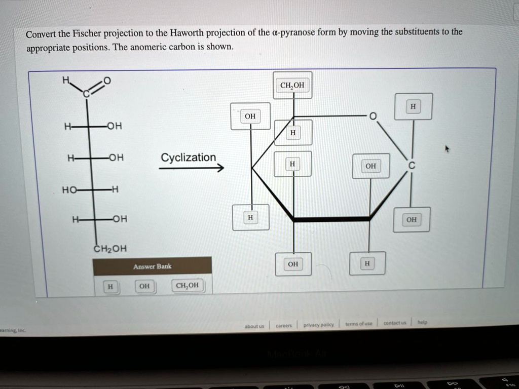 SOLVED: Convert the Fischer projection to the Haworth projection of the ...