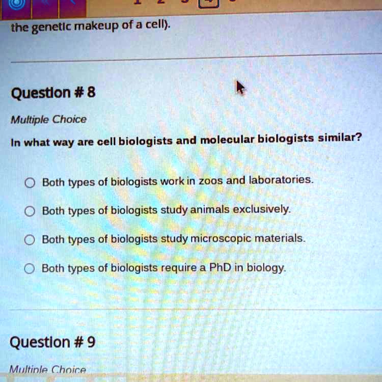 the genetic makeup of a cell). Question # 8 Multiple Choice In what way ...