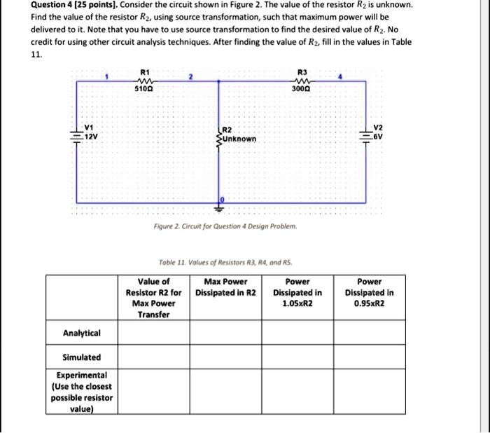 Question 4 [25 points). Consider the circuit shown in Figure 2. The value of the resistor R2 is ...