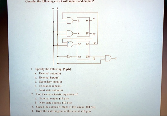 SOLVED: Consider the following circuit with input x and output Z. 1. Specify the following: (5 ...