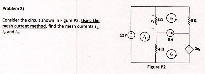SOLVED: Problem 2) Consider the circuit shown in Figure P2.Using the mesh current method, find ...