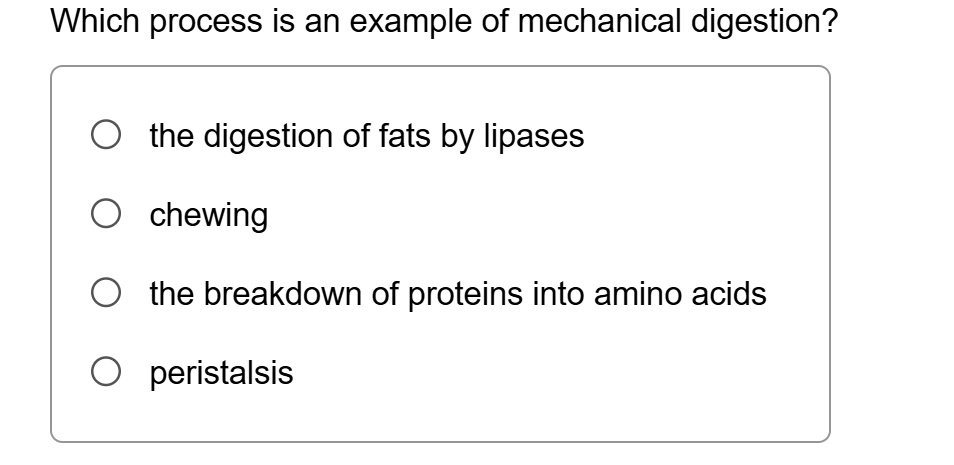 which process is an example of mechanical digestion the digestion of ...