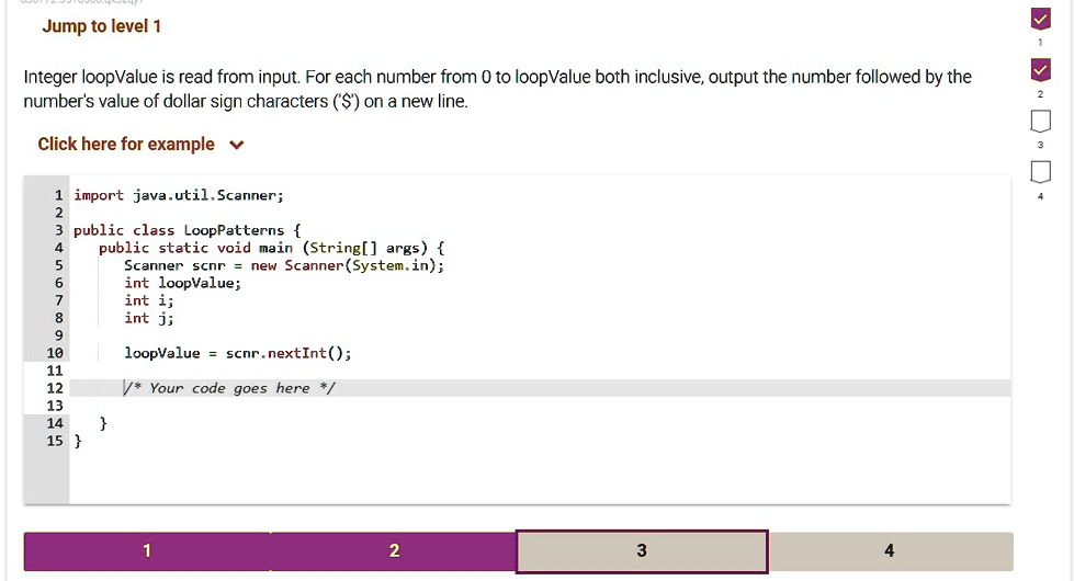 jump to level 1 integer loopvalue is read from input for each number from 0 to loopvalue both ...