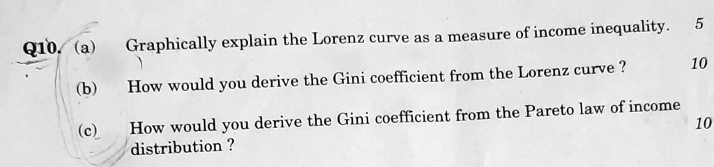 Q10. (a) Graphically explain the Lorenz curve as a measure of income ...