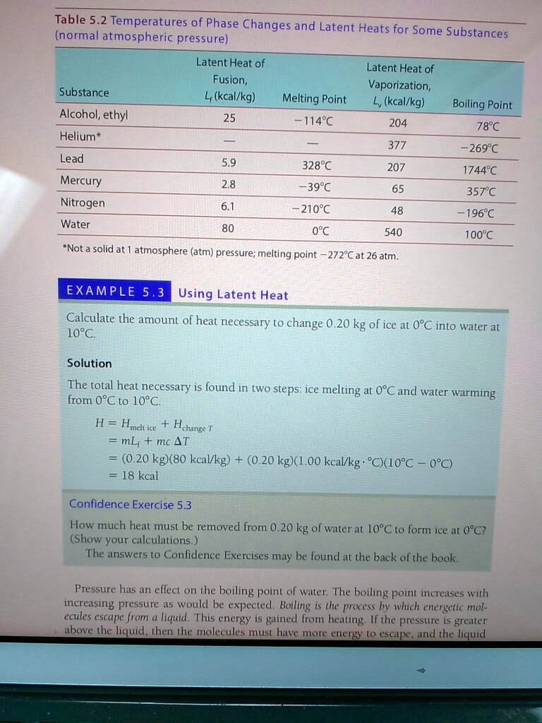 table 52 temperatures of phase changes and latent heats for normal ...