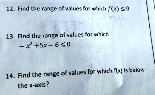 SOLVED: 12. Find the range of values for which f(x)