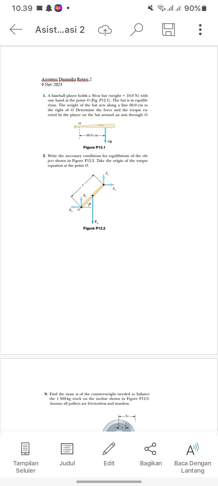 SOLVED: 10.39=0 ← Asist...asi 2 ↑ Asistensi Dinamika Rotasi 2 9 Nov ...