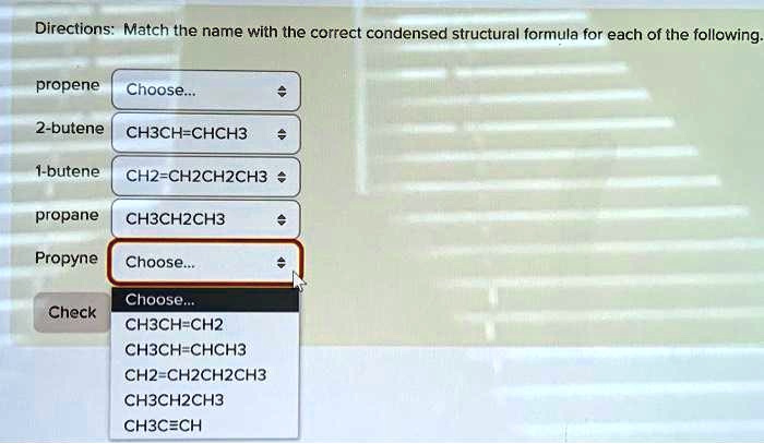 SOLVED: Directions: Match the name with the correct condensed ...