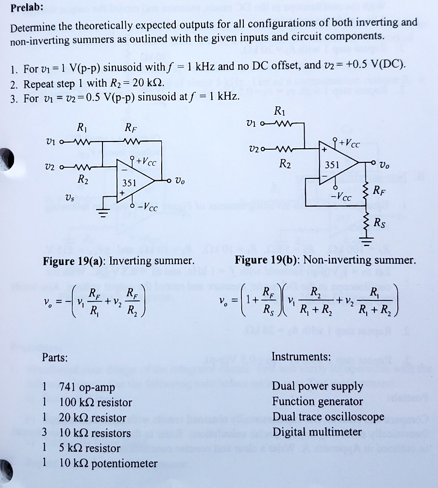 SOLVED: Prelab: Determine the theoretically expected outputs for all configurations of both ...