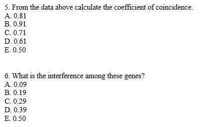 from the data above calculate the coefficient of coincidence what is ...